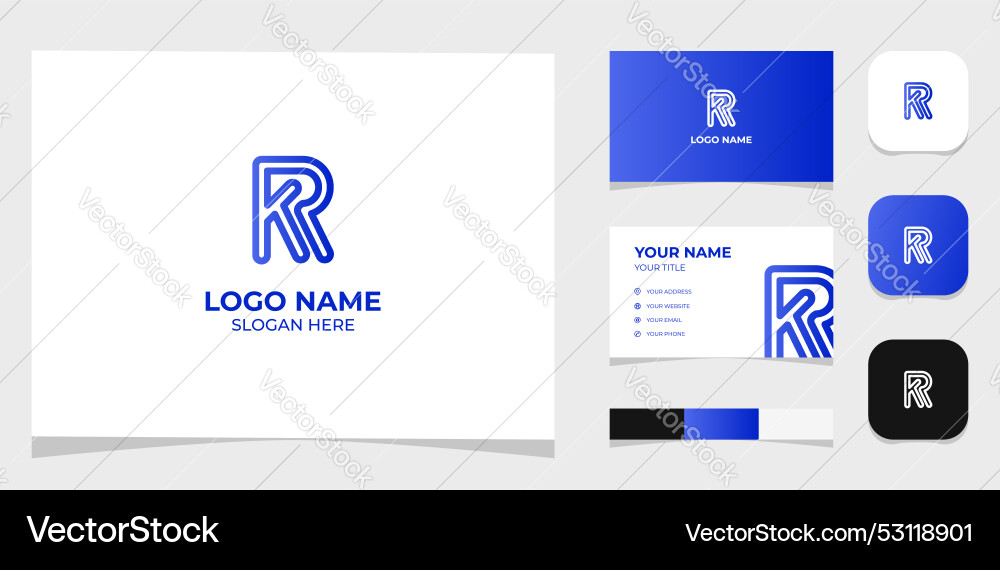 Template logo creative letter r k line concept Vector Image