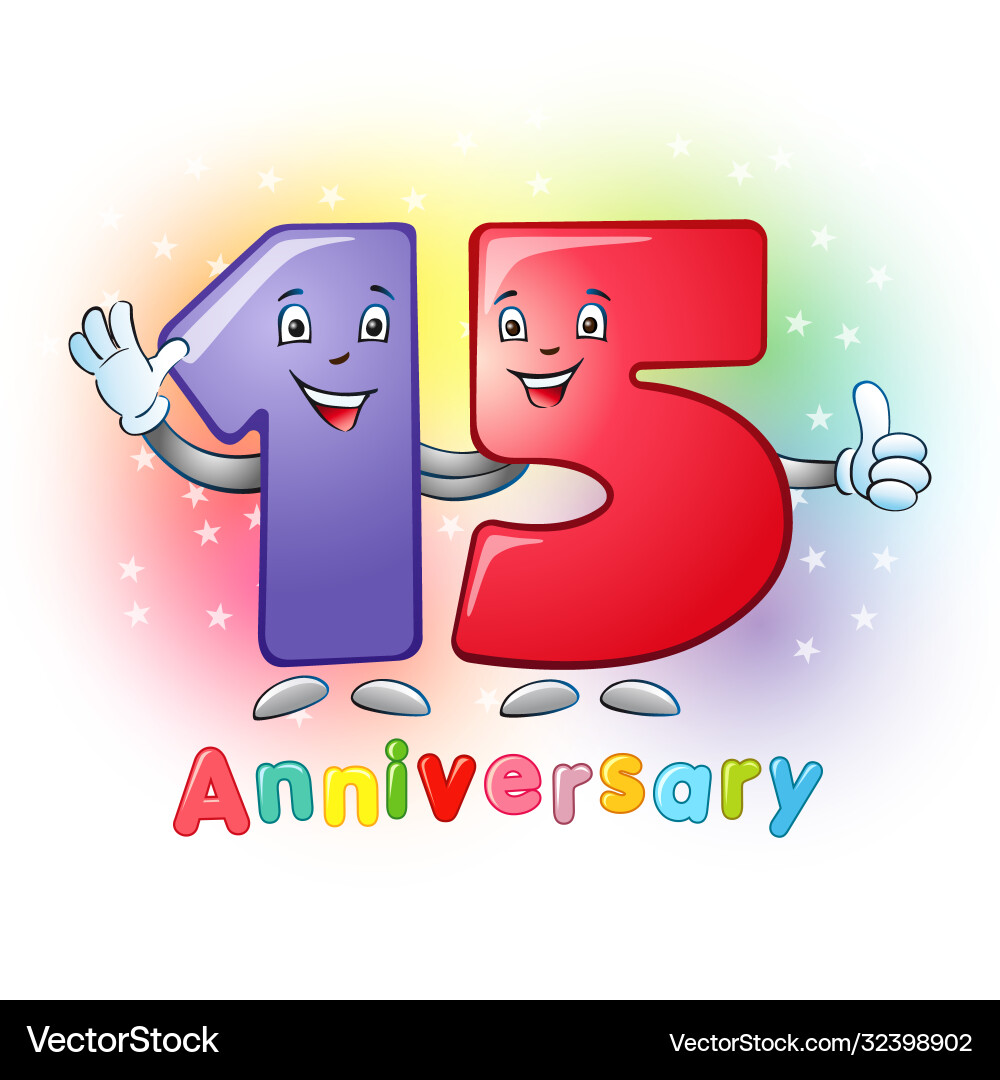 15 anniversary funny digits Royalty Free Vector Image