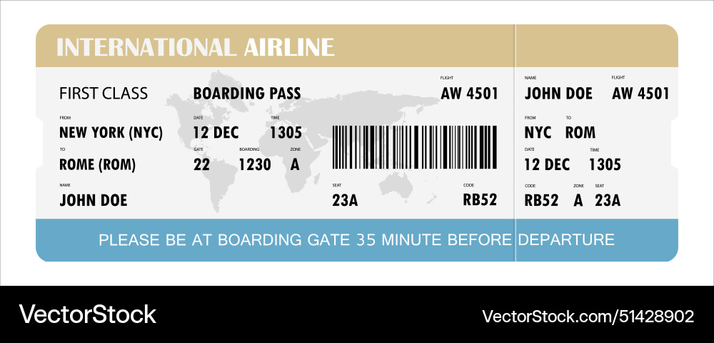Airline boarding pass template design Royalty Free Vector