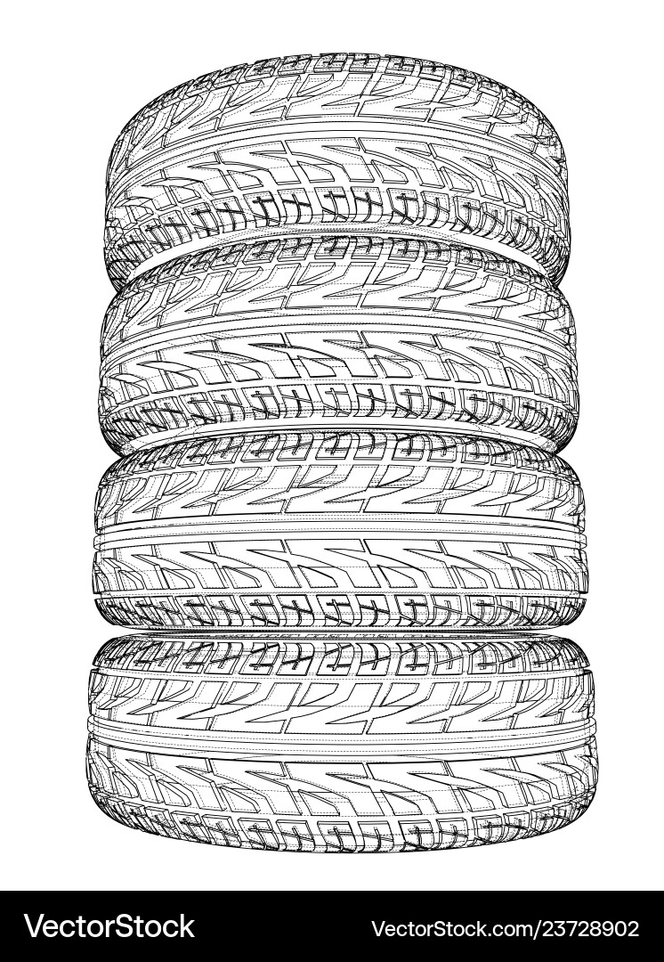 Car tires concept rendering of 3d Royalty Free Vector Image