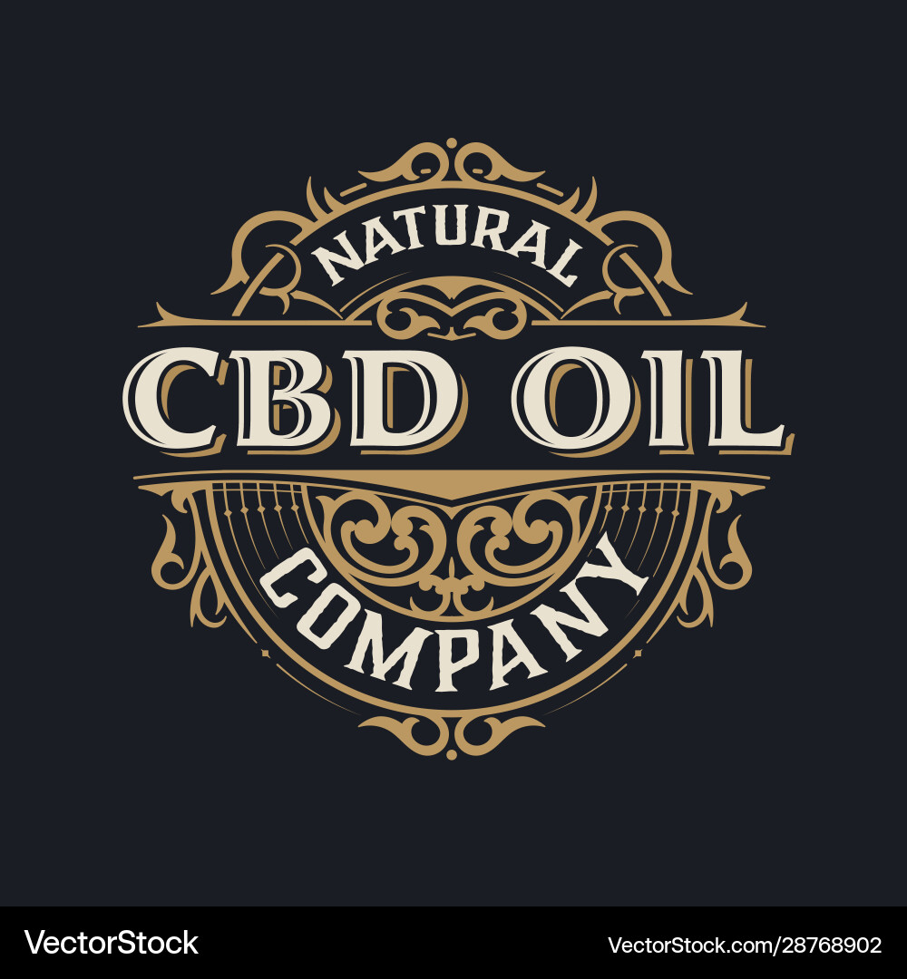 Cbd oil logo vintage style Royalty Free Vector Image