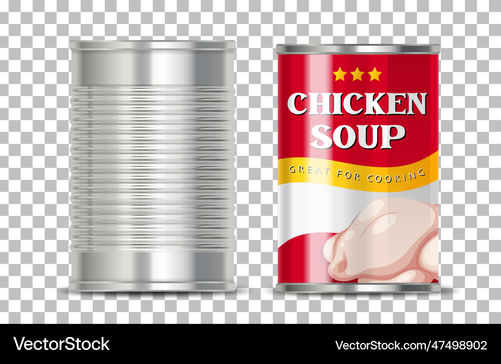 Chicken soup canned food on grid background Vector Image