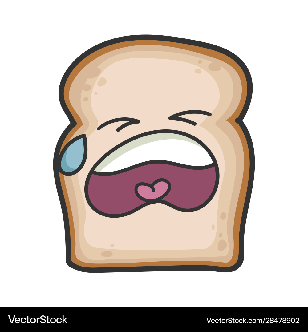 Crying slice bread cartoon Royalty Free Vector Image