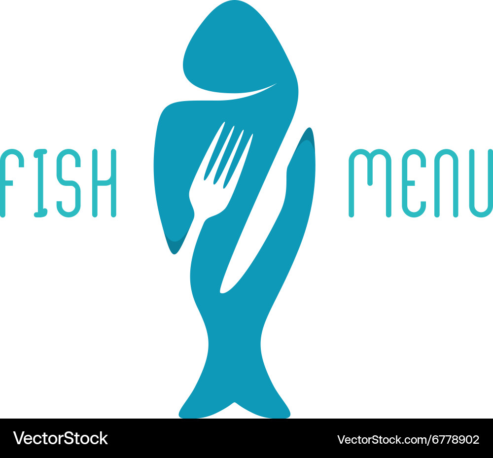 Fish food restaurant menu title logo silhouette Vector Image