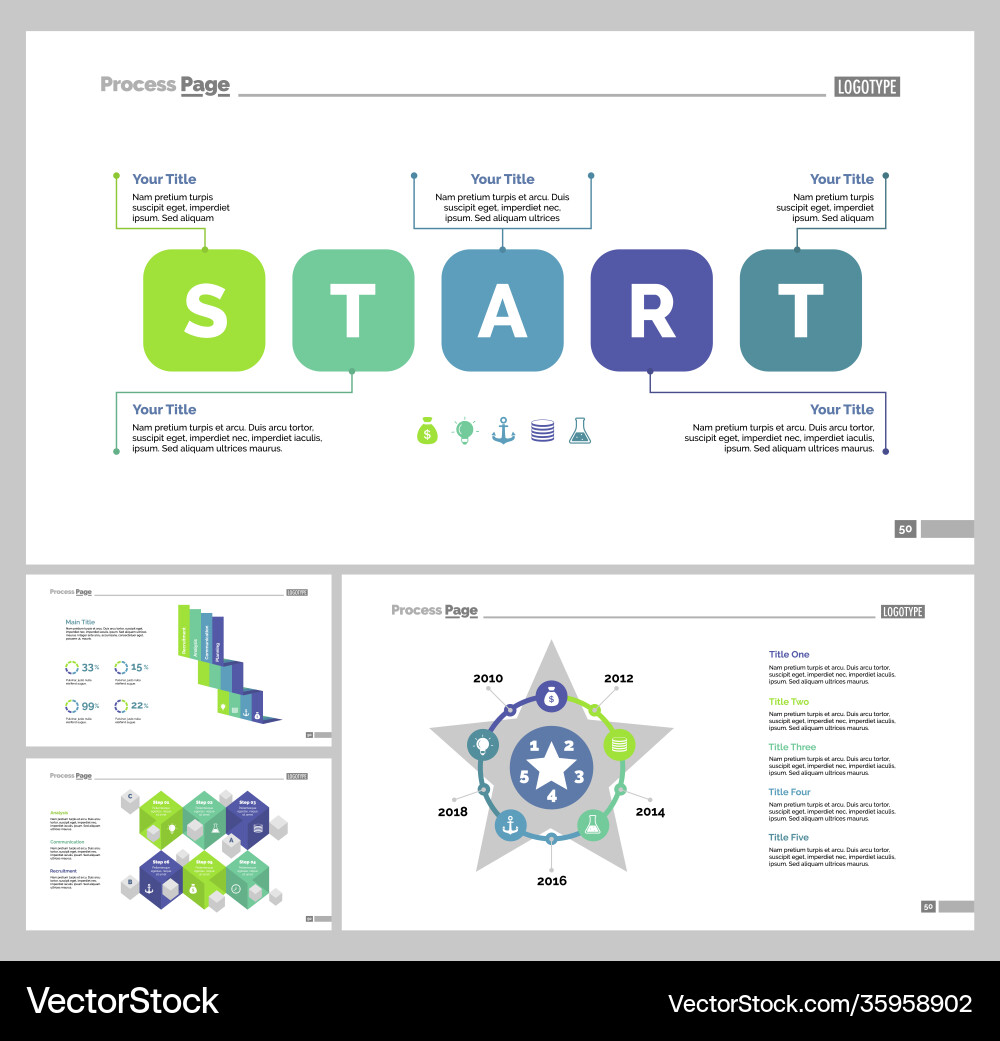 Four startup slide templates set Royalty Free Vector Image