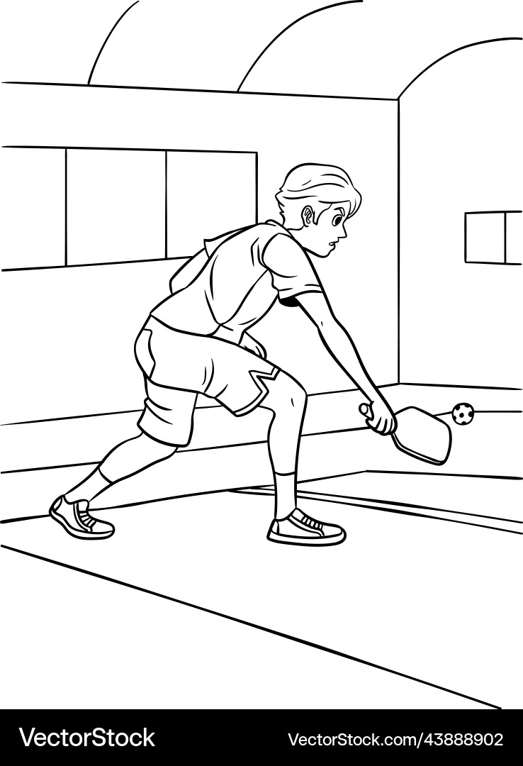 Pickleball coloring page for kids Royalty Free Vector Image