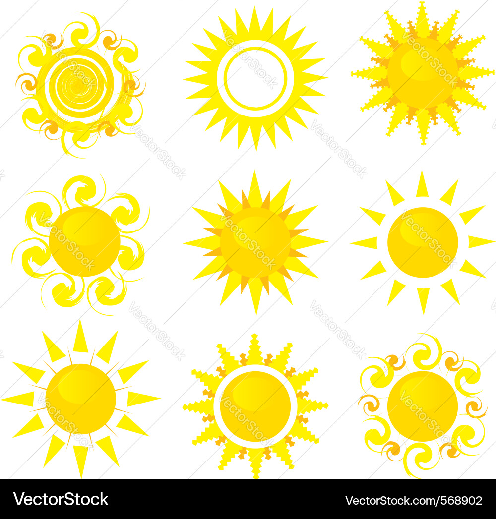 Sunny icons Royalty Free Vector Image - VectorStock