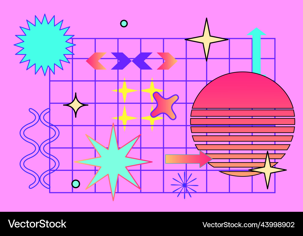 Trendy abstract cool retrowave pattern Royalty Free Vector