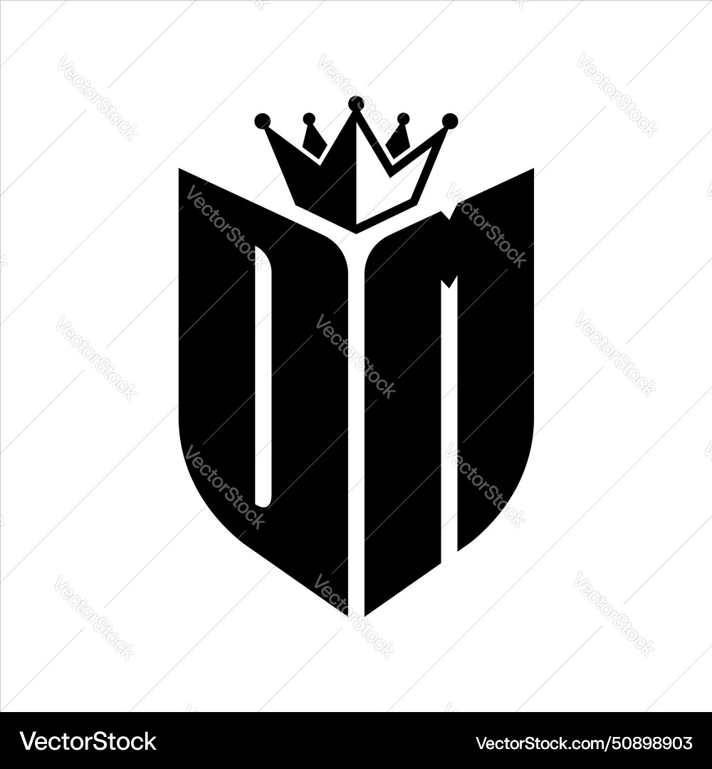 Dm letter monogram with shield shape crown Vector Image