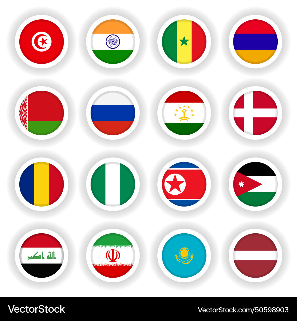 Large set of national flags 3d Royalty Free Vector Image
