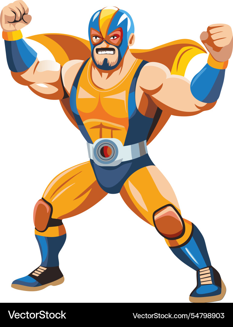 Masked wrestler in flat style Royalty Free Vector Image