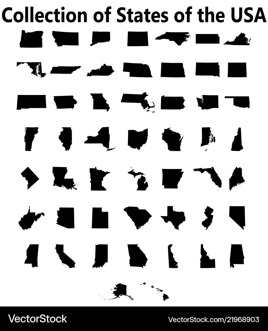 Set of us states maps Royalty Free Vector Image