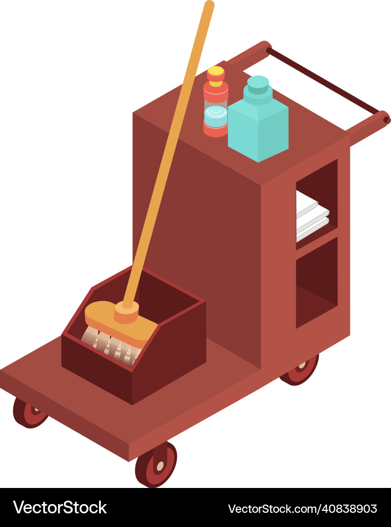 Street sweepers wheelbarrow composition Royalty Free Vector