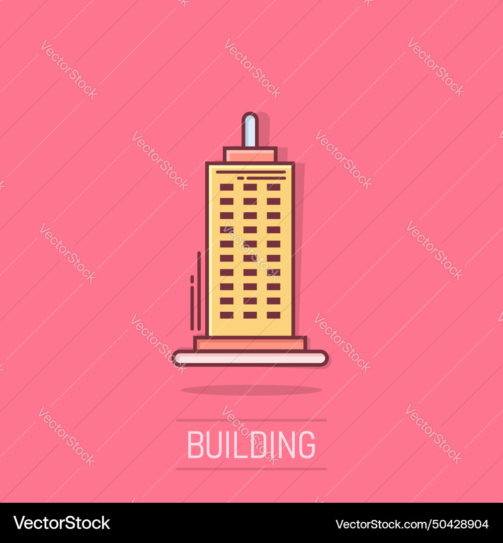 Building icon in comic style town skyscraper Vector Image