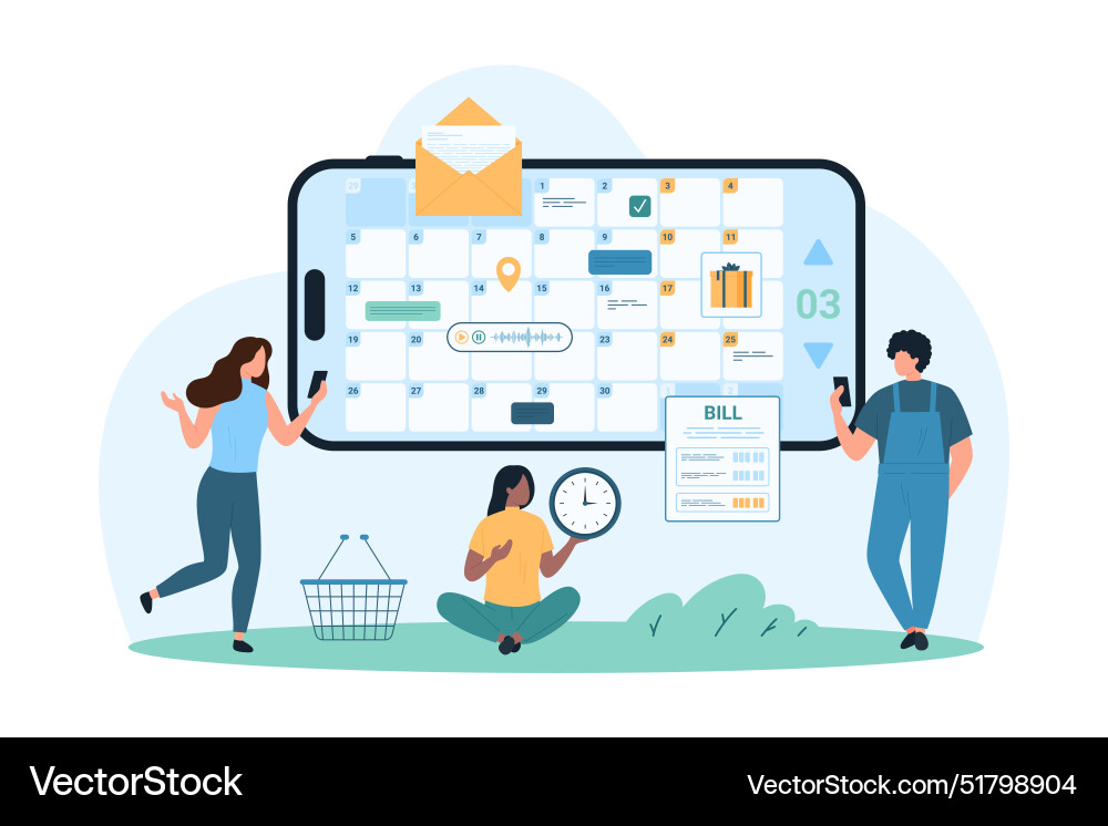 Business tasks management in calendar mobile app Vector Image