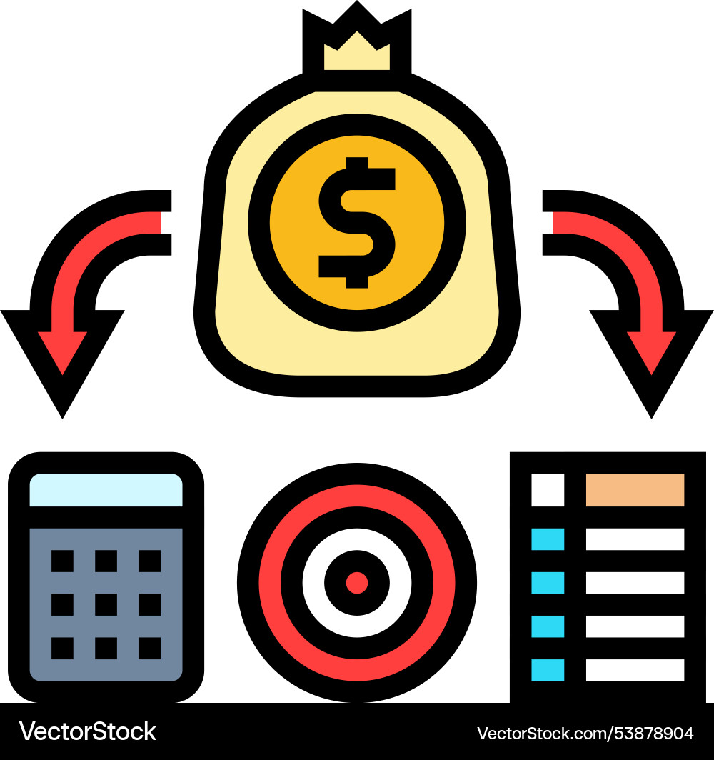 Financial planning tools budget color Royalty Free Vector