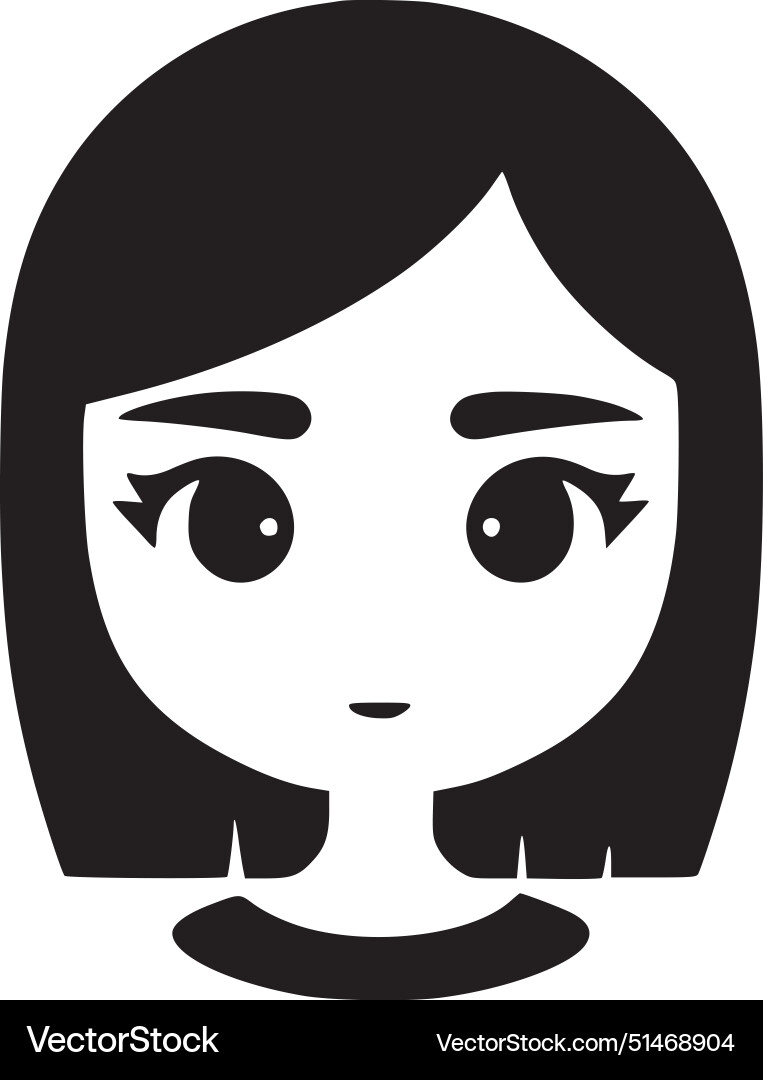 Girl - black and white isolated icon Royalty Free Vector