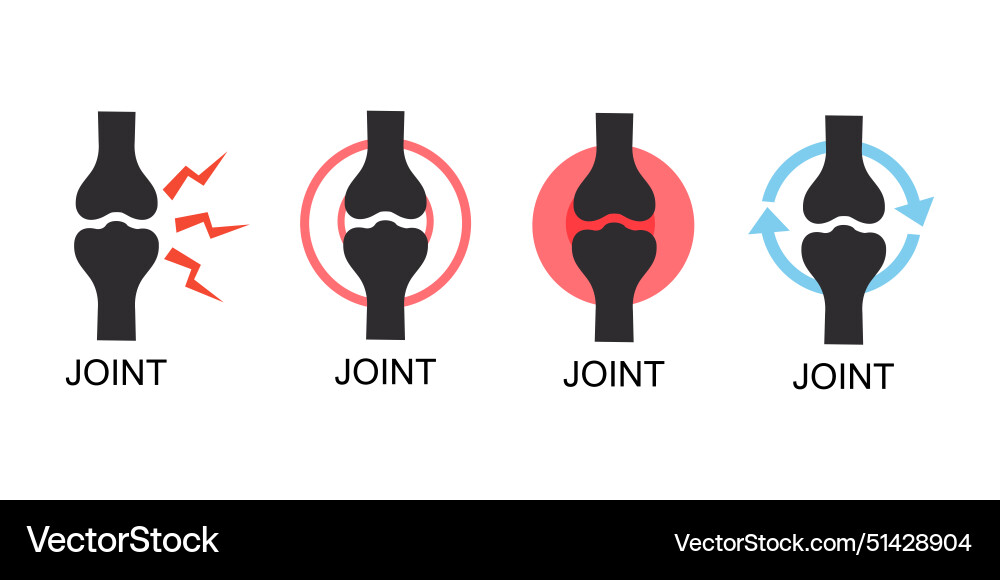 Human knee bone joint icon collection Royalty Free Vector