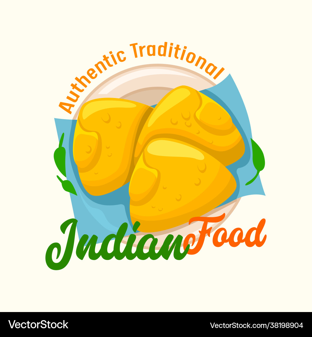 Indian food authentic tradition label Royalty Free Vector