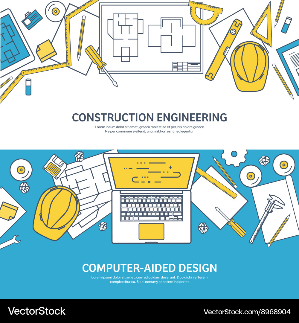 Lined outline engineering Royalty Free Vector Image