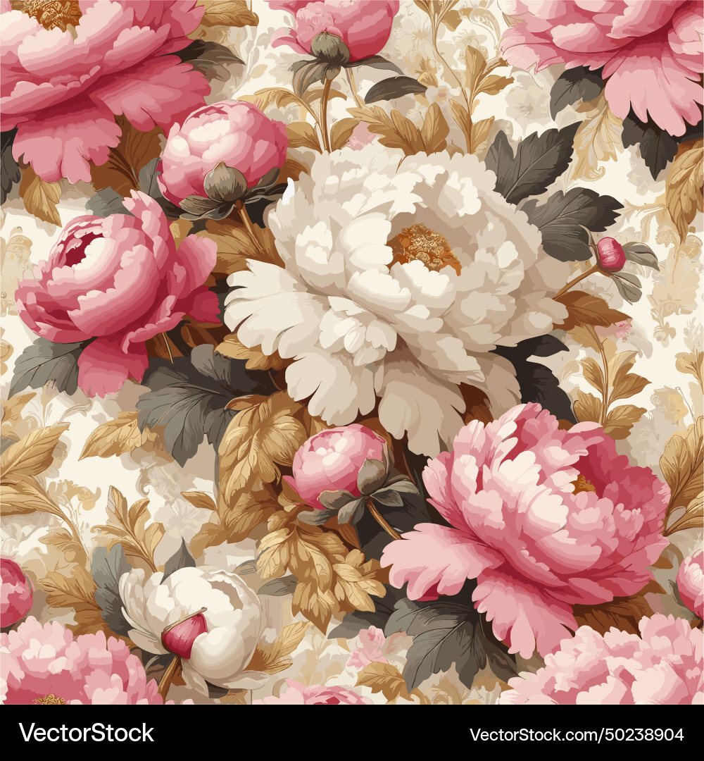 Peonies pattern Royalty Free Vector Image - VectorStock
