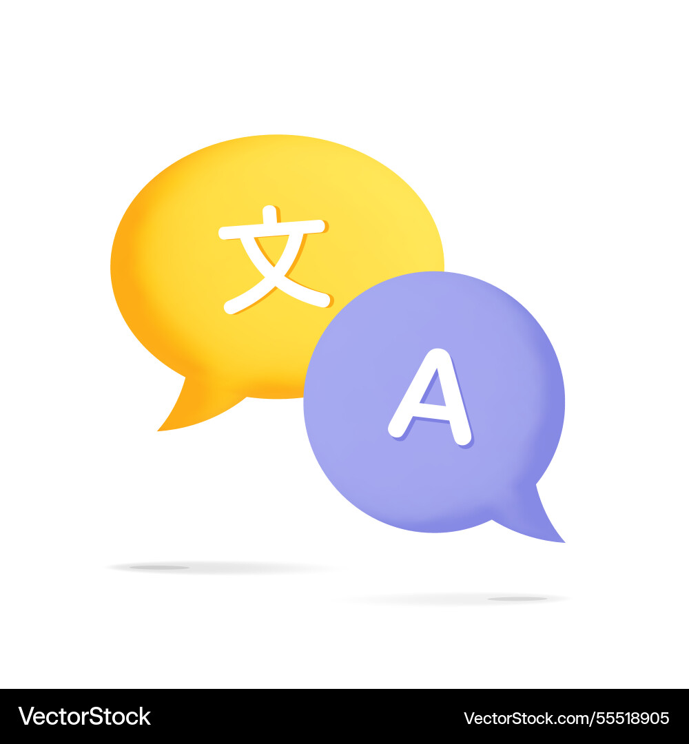 3d language translation sign notification bubble Vector Image