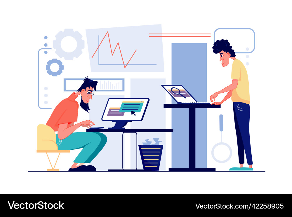 Benchmarking concept in flat cartoon design Vector Image