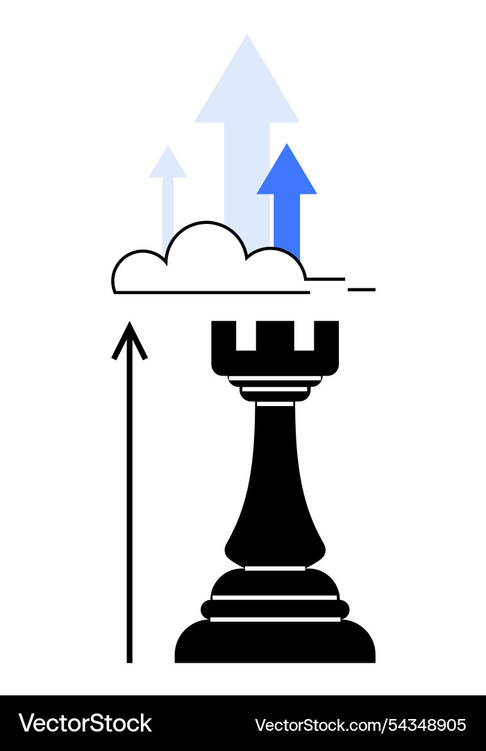 Chess rook symbolizing growth with upward arrows Vector Image