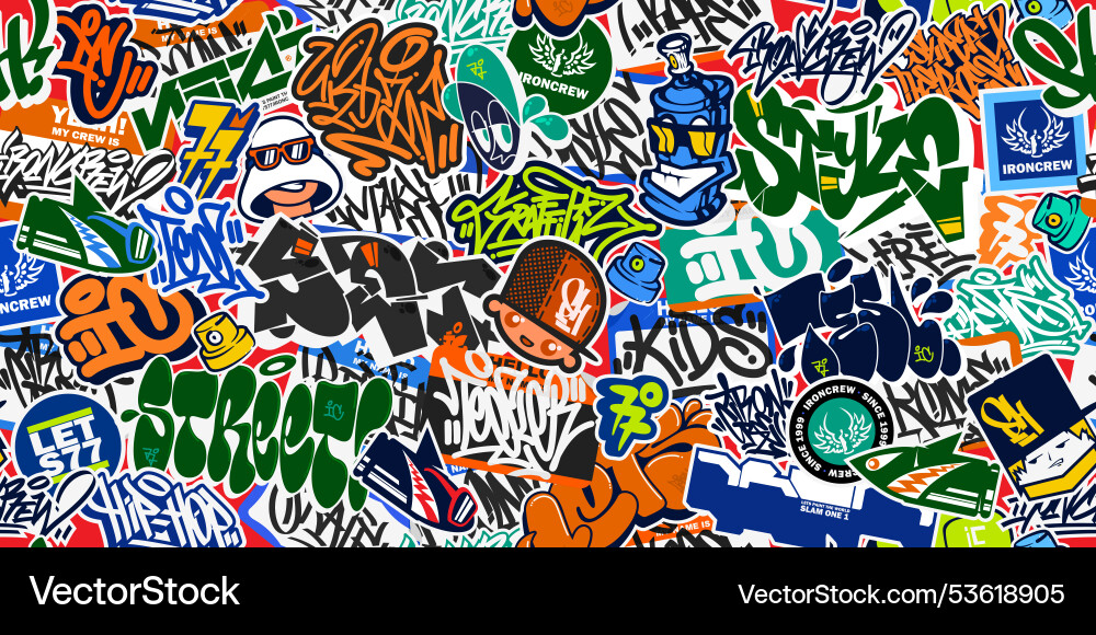 Cool abstract seamless colorful urban graffiti Vector Image