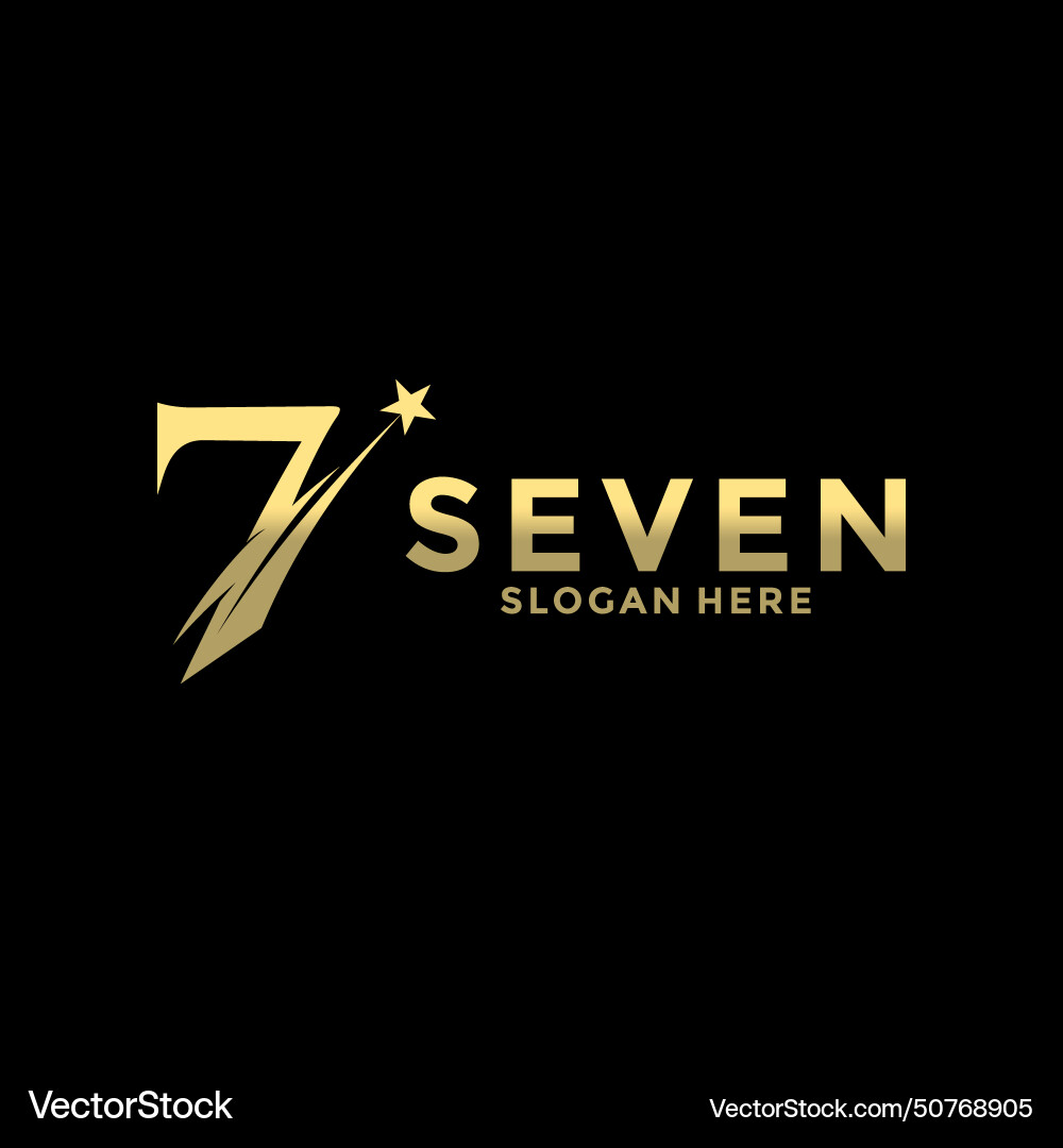 Creative modern number 7 seven with star logo Vector Image