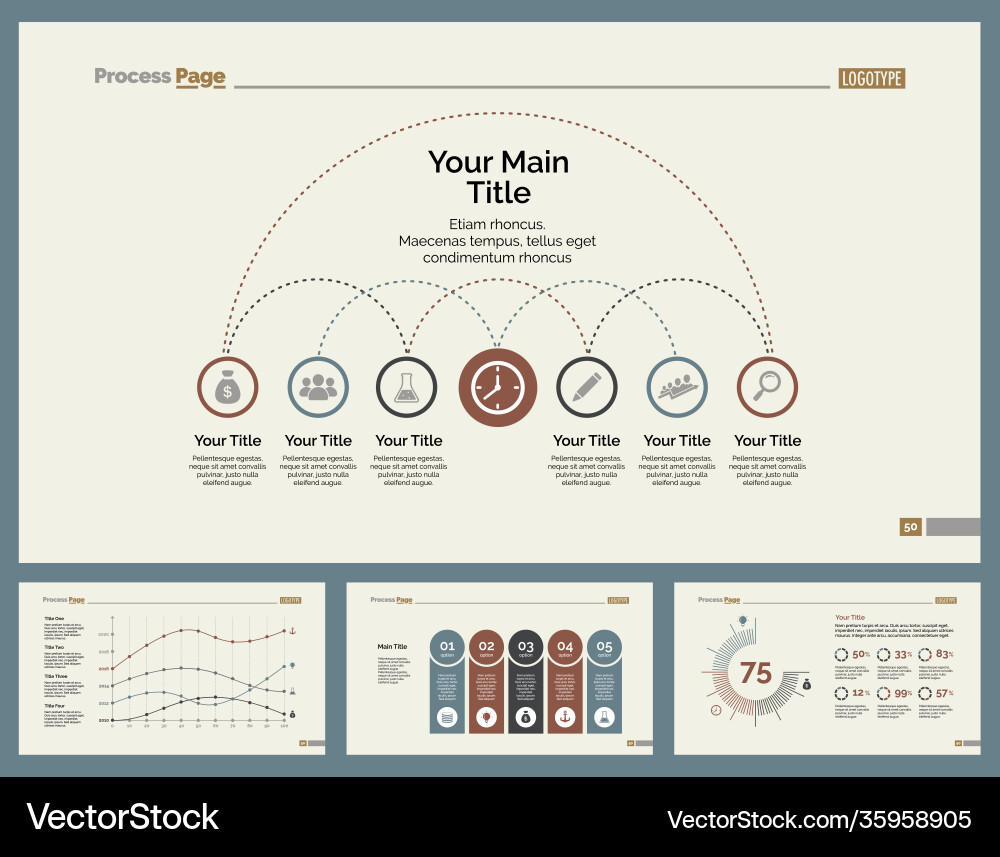 Four statistics slide templates set Royalty Free Vector