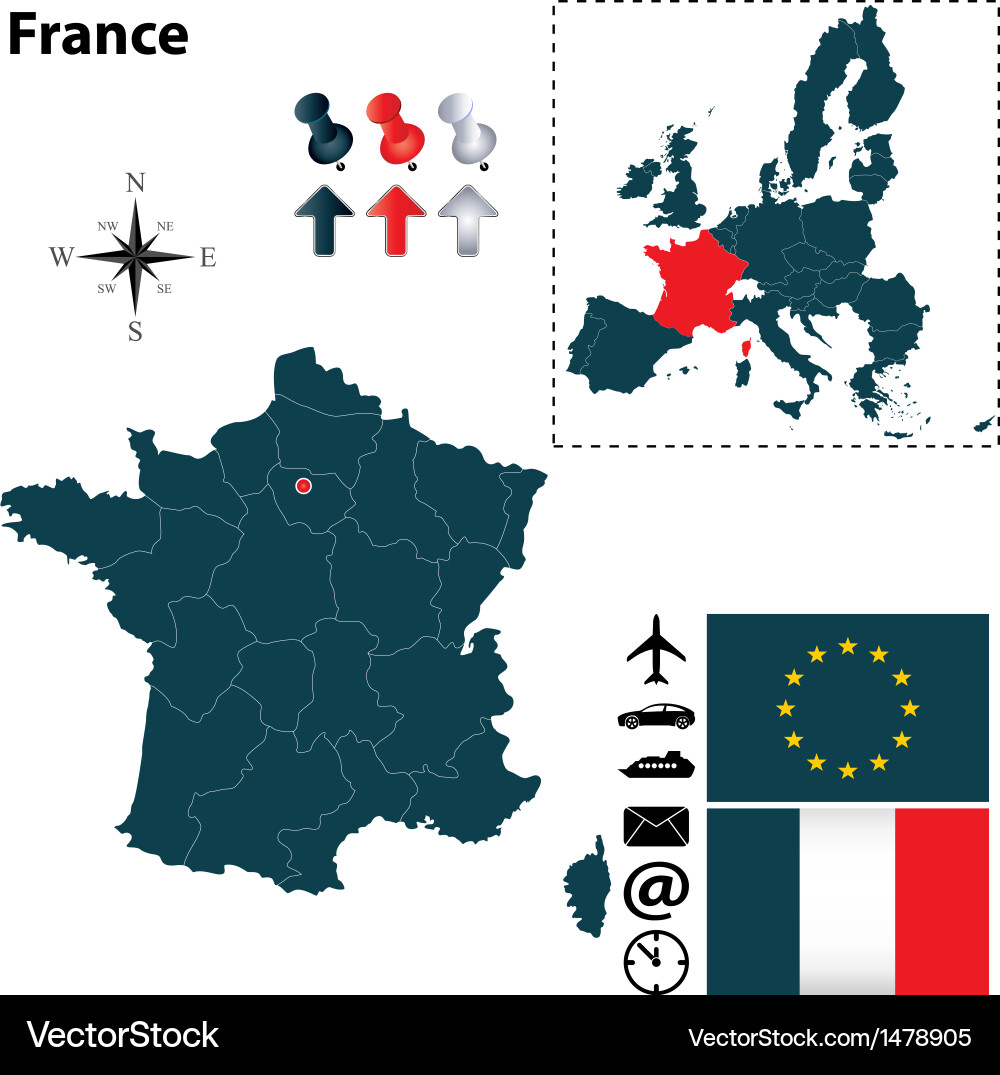 France and european union map Royalty Free Vector Image