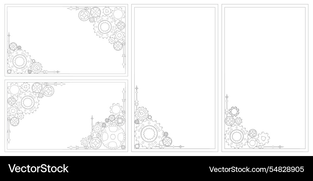 Hand drawn gear cogwheel corner frame and border Vector Image