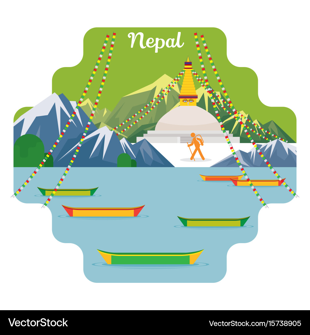 Nepal travel and attraction landmarks Royalty Free Vector
