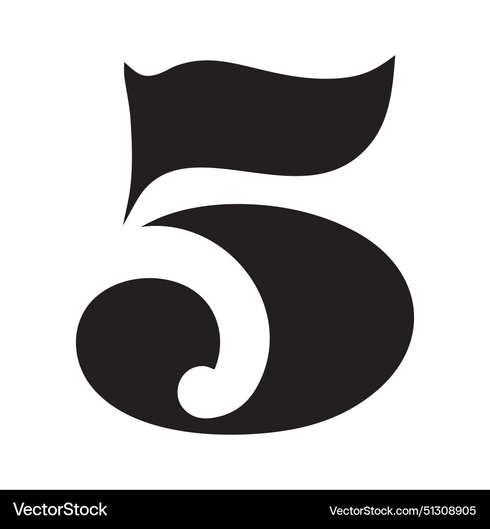 Number five stencil image Royalty Free Vector Image