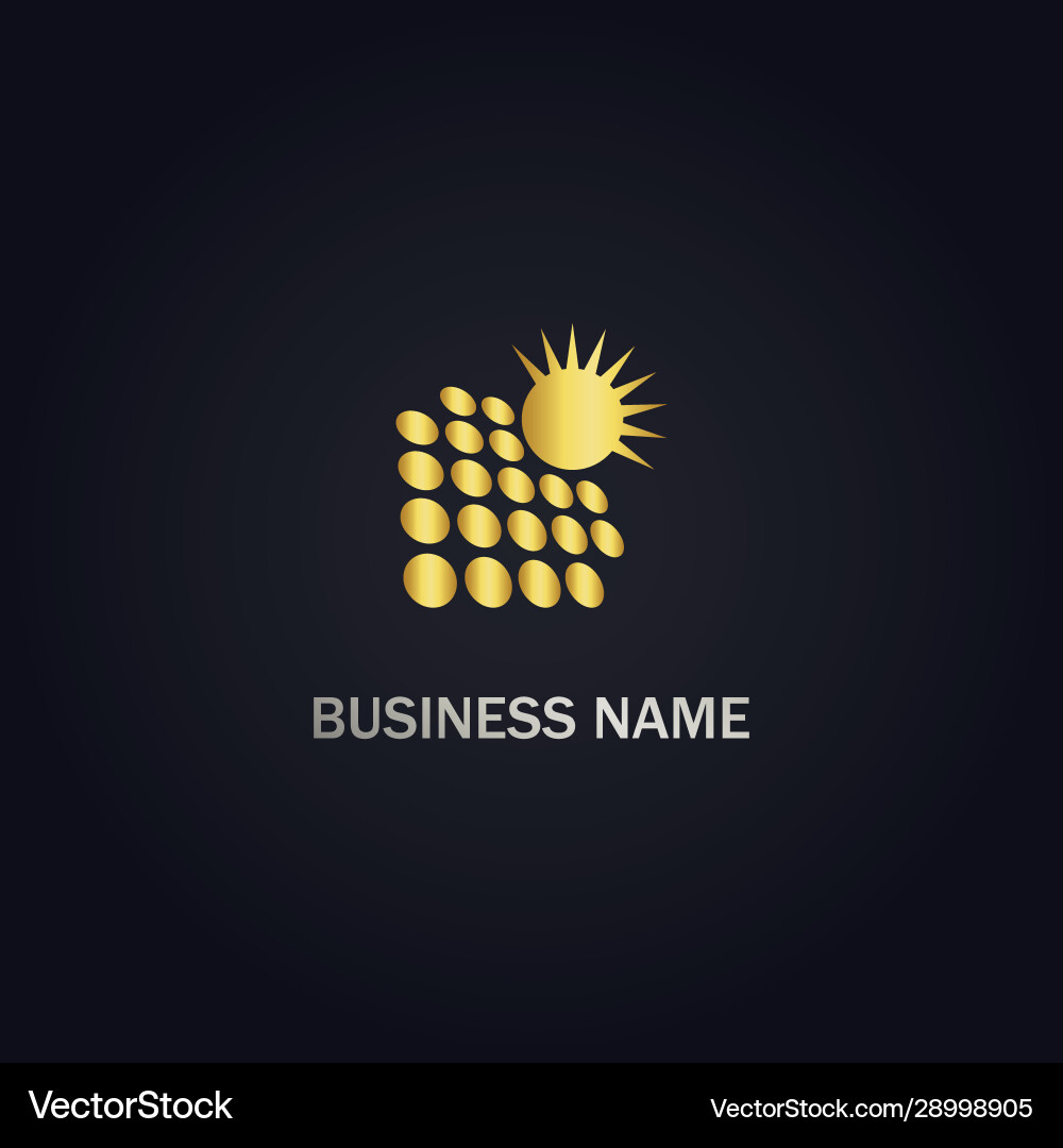 Solar panel sun shine gold logo Royalty Free Vector Image