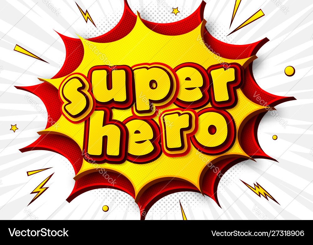 Comic poster with word superhero in pop art style Vector Image