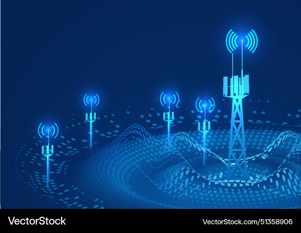 Futuristic network tower communication Royalty Free Vector