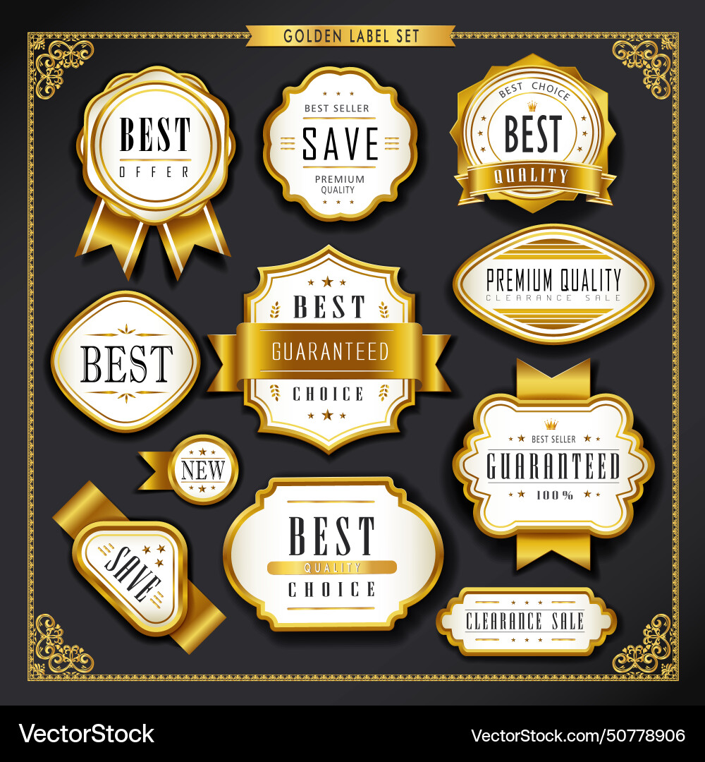 Golden label design Royalty Free Vector Image - VectorStock