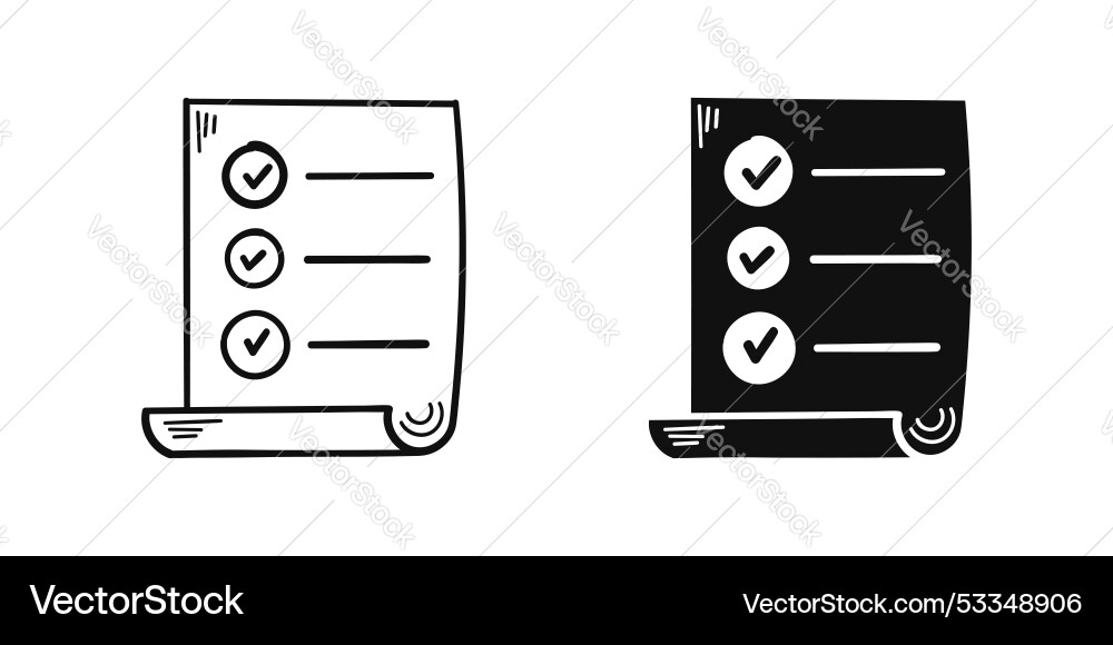 Hand drawn memo paper sheet icon in flat style Vector Image
