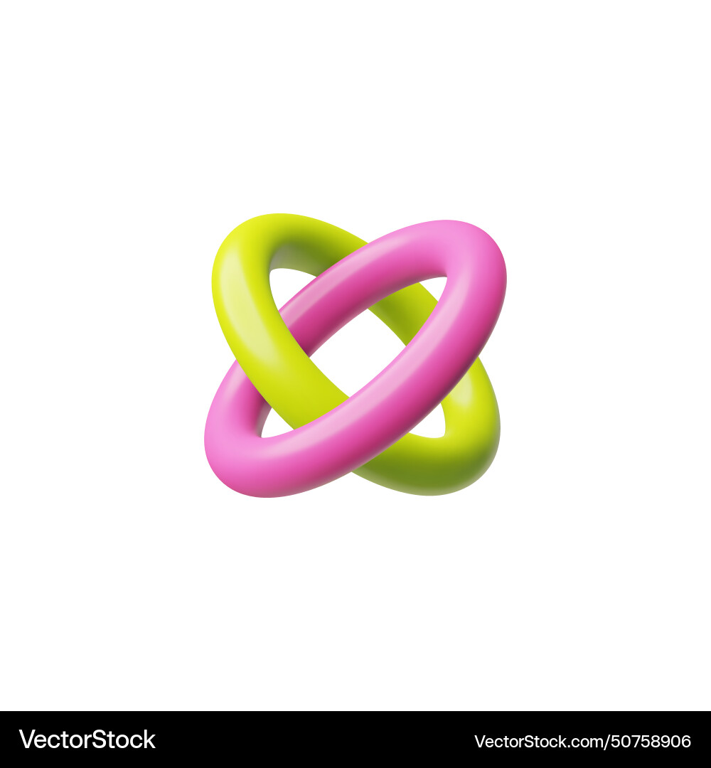Linked torus 3d icon volumetric pink Royalty Free Vector