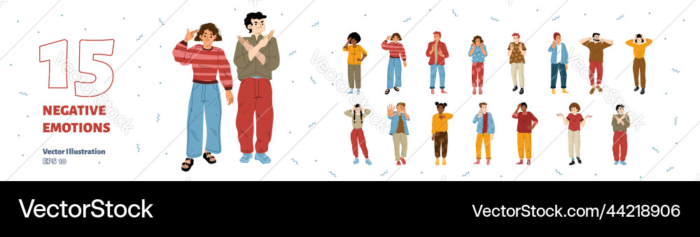 Negative emotions body language Royalty Free Vector Image