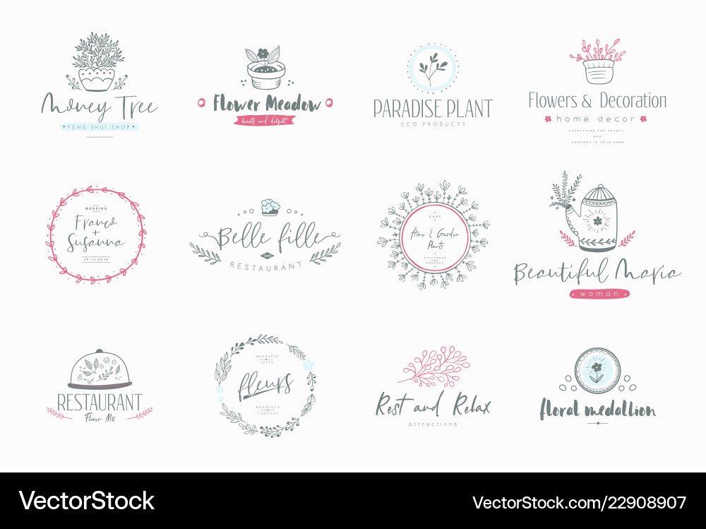 Bloom nature elements Royalty Free Vector Image