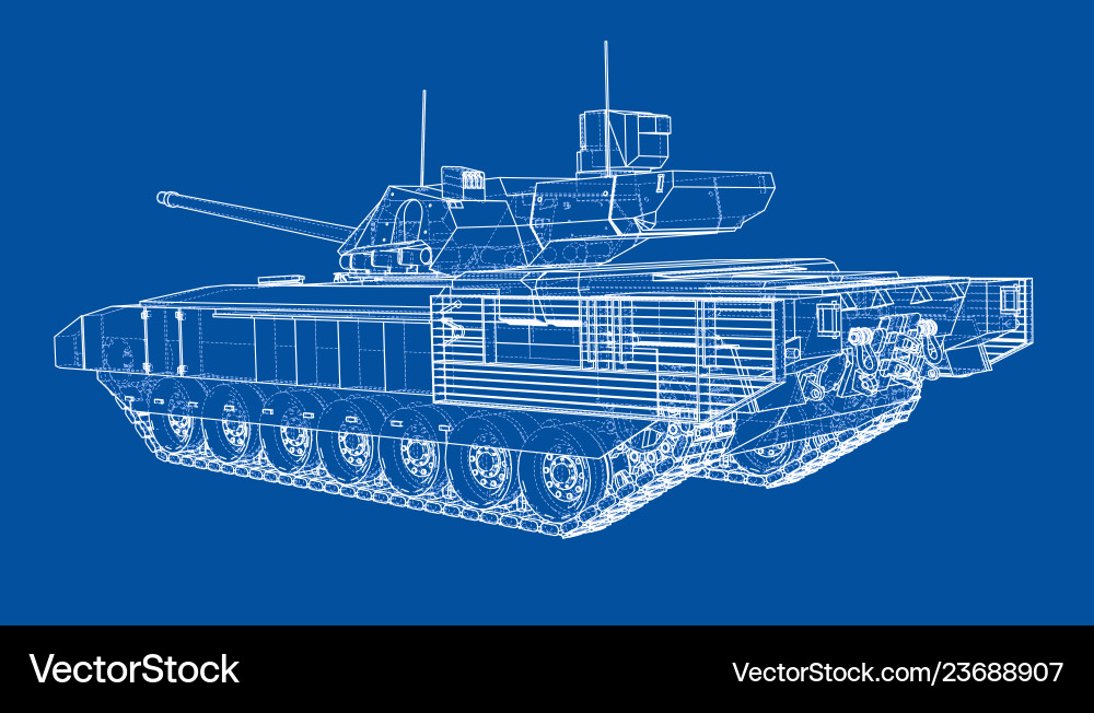 Blueprint of realistic tank Royalty Free Vector Image