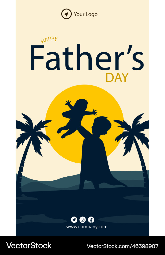 Happy fathers day portrait template Royalty Free Vector