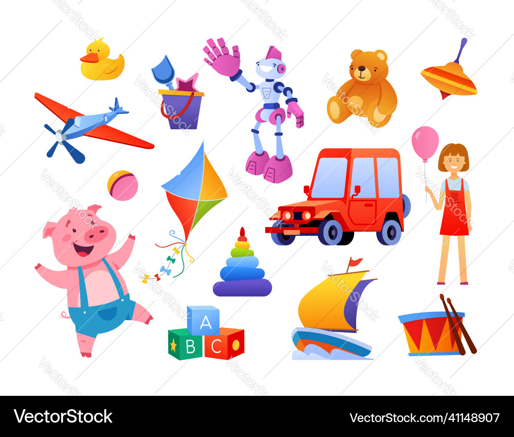Kids toys - modern flat design style object set Vector Image