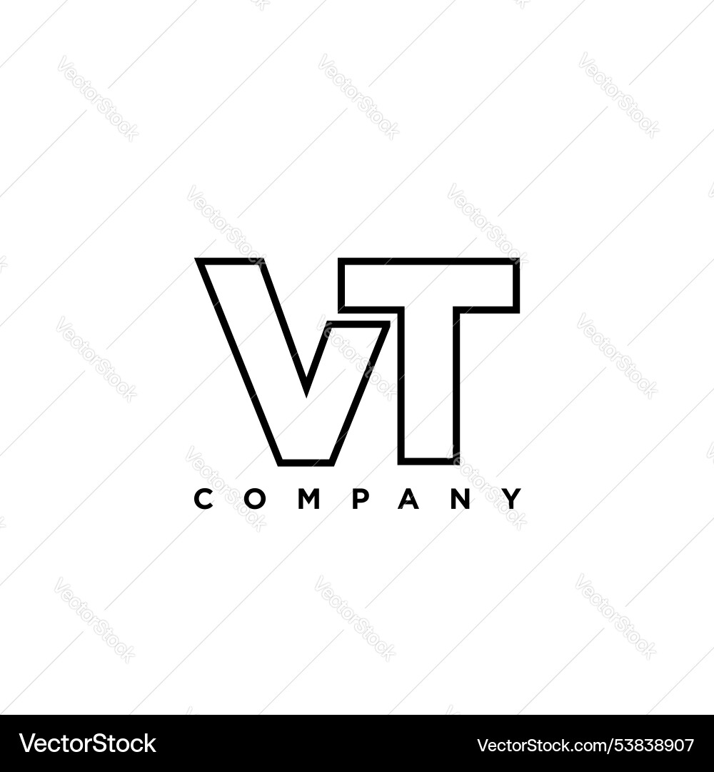 Letter v and t vt logo design template minimal Vector Image