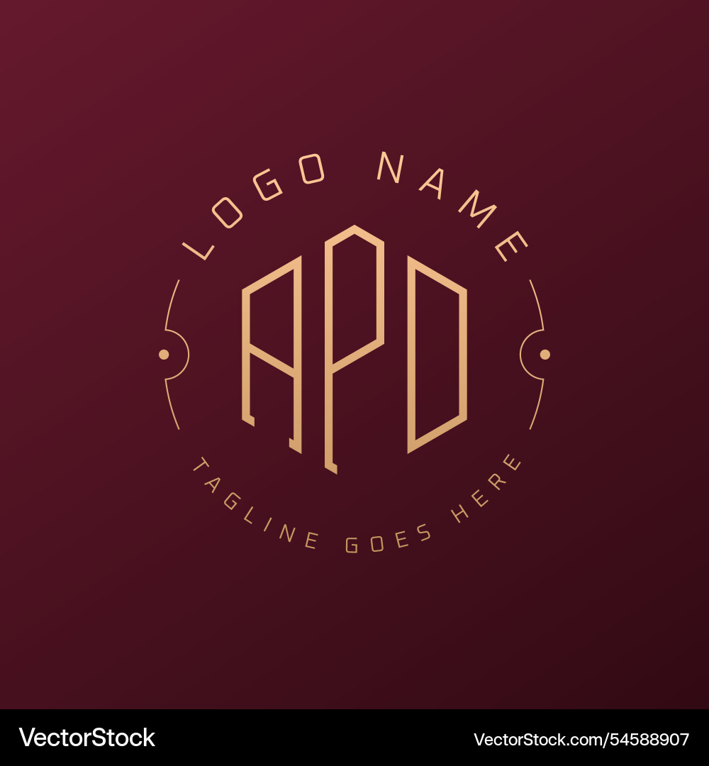 Luxury apd logo design elegant letter Royalty Free Vector