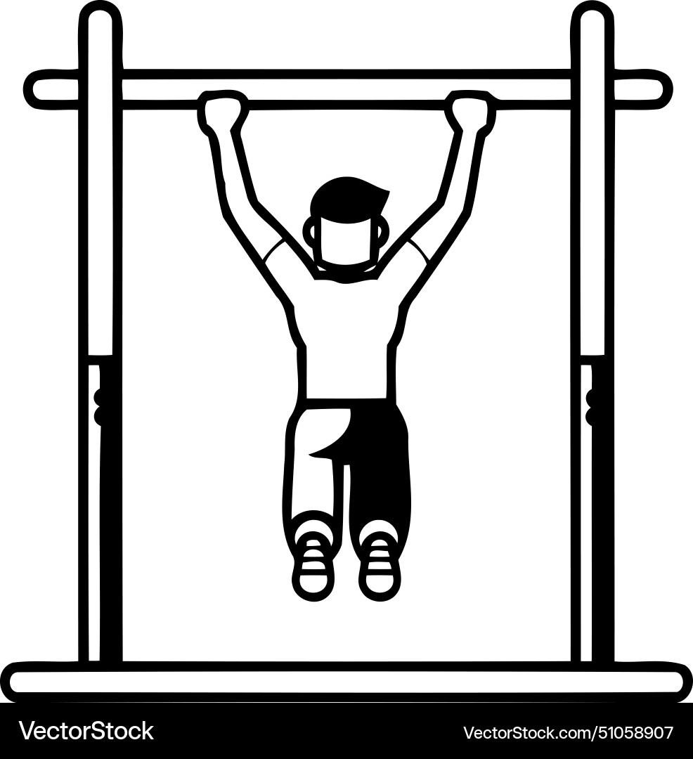 Man doing pull-ups on horizontal bar flat style Vector Image