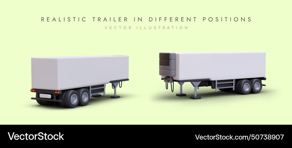 Realistic semi trailer in different positions Vector Image